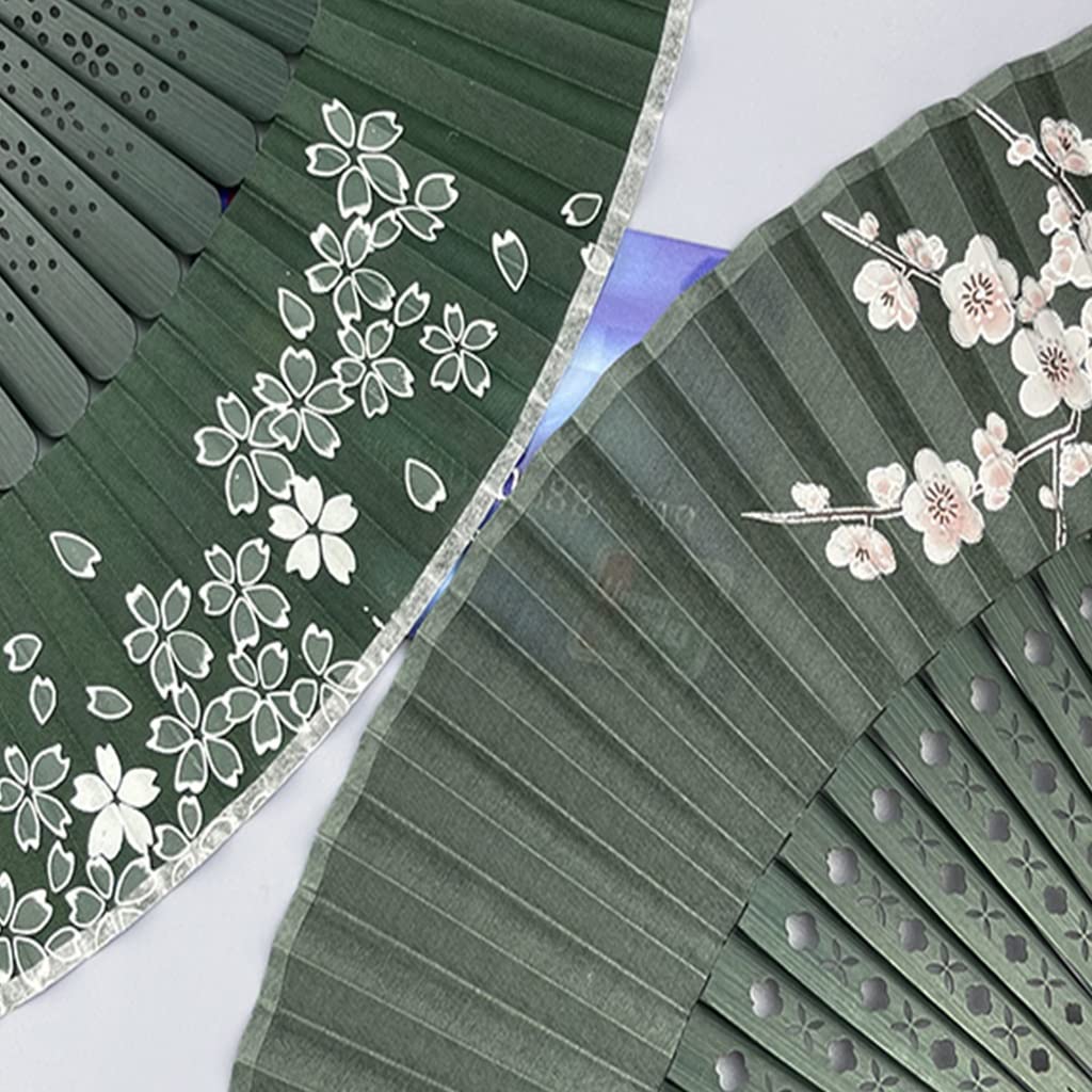 Chinese Fan Summer Folding Fan Women's Folding Small Fan Green Chinese Style Dance Platform for Festival Dance Gift (Color : 02)