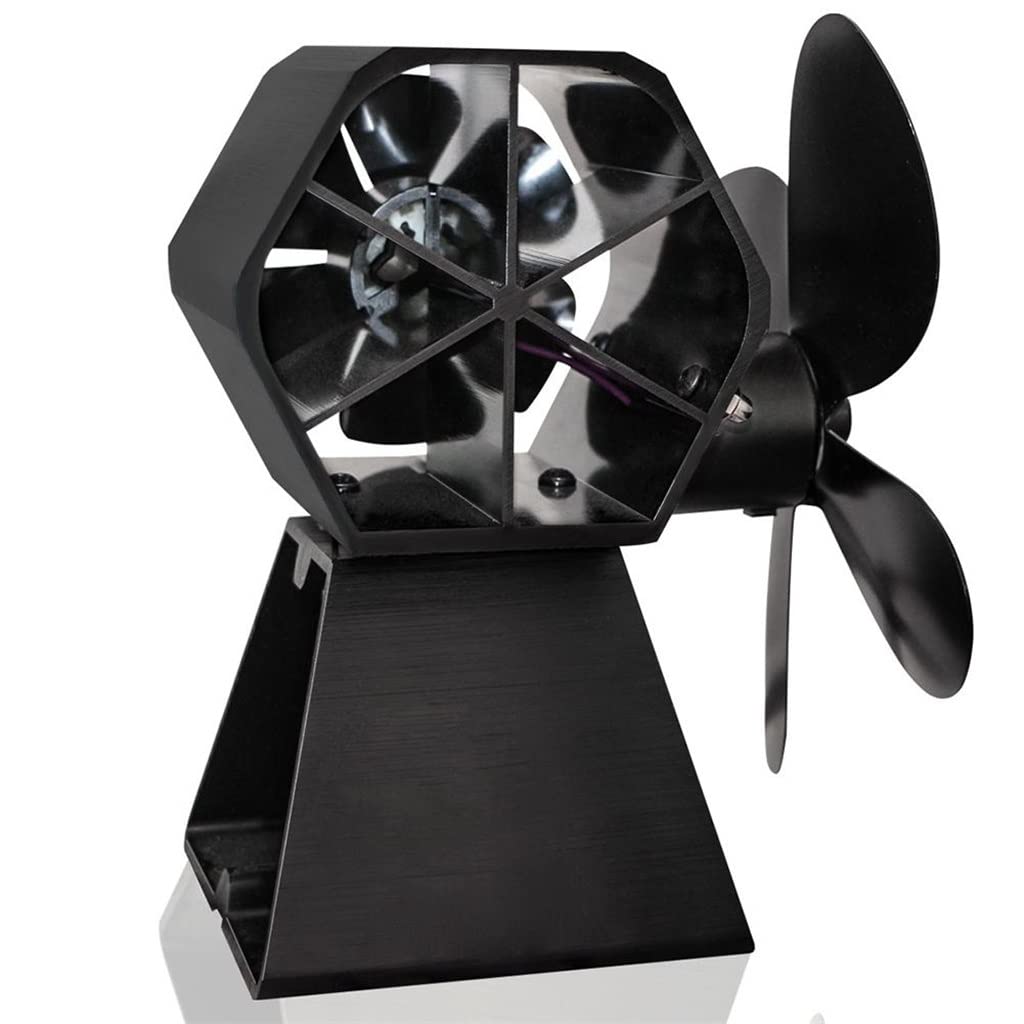 UXZDX CUJUX Foreign Trade Fireplace Thermal Power Double Fan Blade Fan Wood Fireplace Fan (Color : Black, Size : 181419cm)