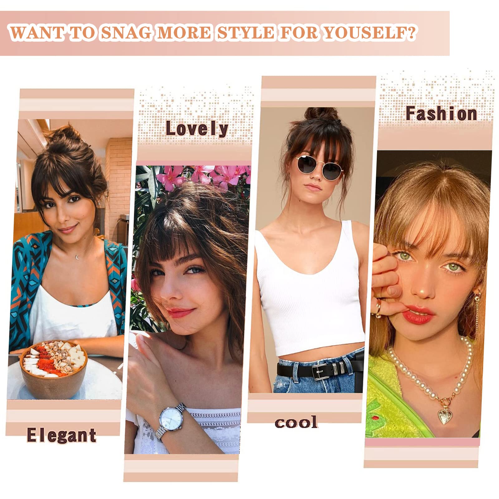 MORICA Clip in Bangs for Women 100% Human Hair Extensions Wispy Bangs Fringe with Temples Hairpieces Air Bangs Flat Bangs Clip Curved Bangs for Daily Wear