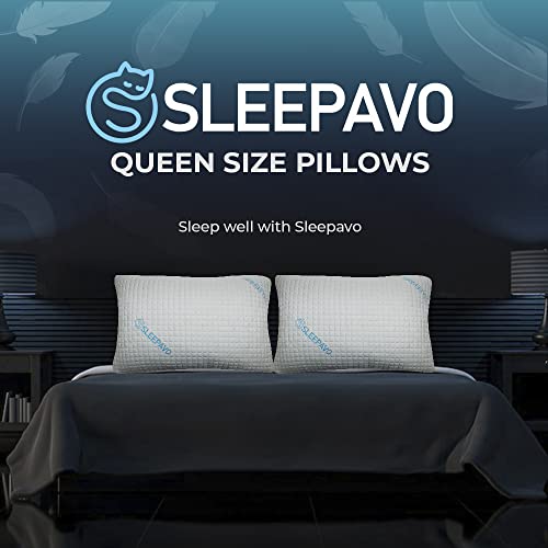 Shredded Memory Foam Pillows - Gel Pillow Queen Size Set of 2 - Bamboo Gel Cooling Memory Foam Pillows for Bed - Bed Pillows for Sleeping 2 Pack - Adjustable Queen Pillows 2 Pack - Medium Firm