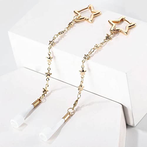 Gold Star Ear Stud Airpod Earrings Anti Lost Earring Strap for Airpods Anti Lost Strap for Airpods Pro, Wireless Earphone Holder Strap Compatible for Airpods 1&2&3/Pro…