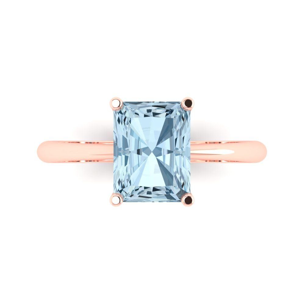Clara Pucci 2.4ct Radiant Cut Solitaire Natural Sky Blue Topaz Wedding Bridal Designer art deco Anniversary Ring 14k Rose Gold for Women