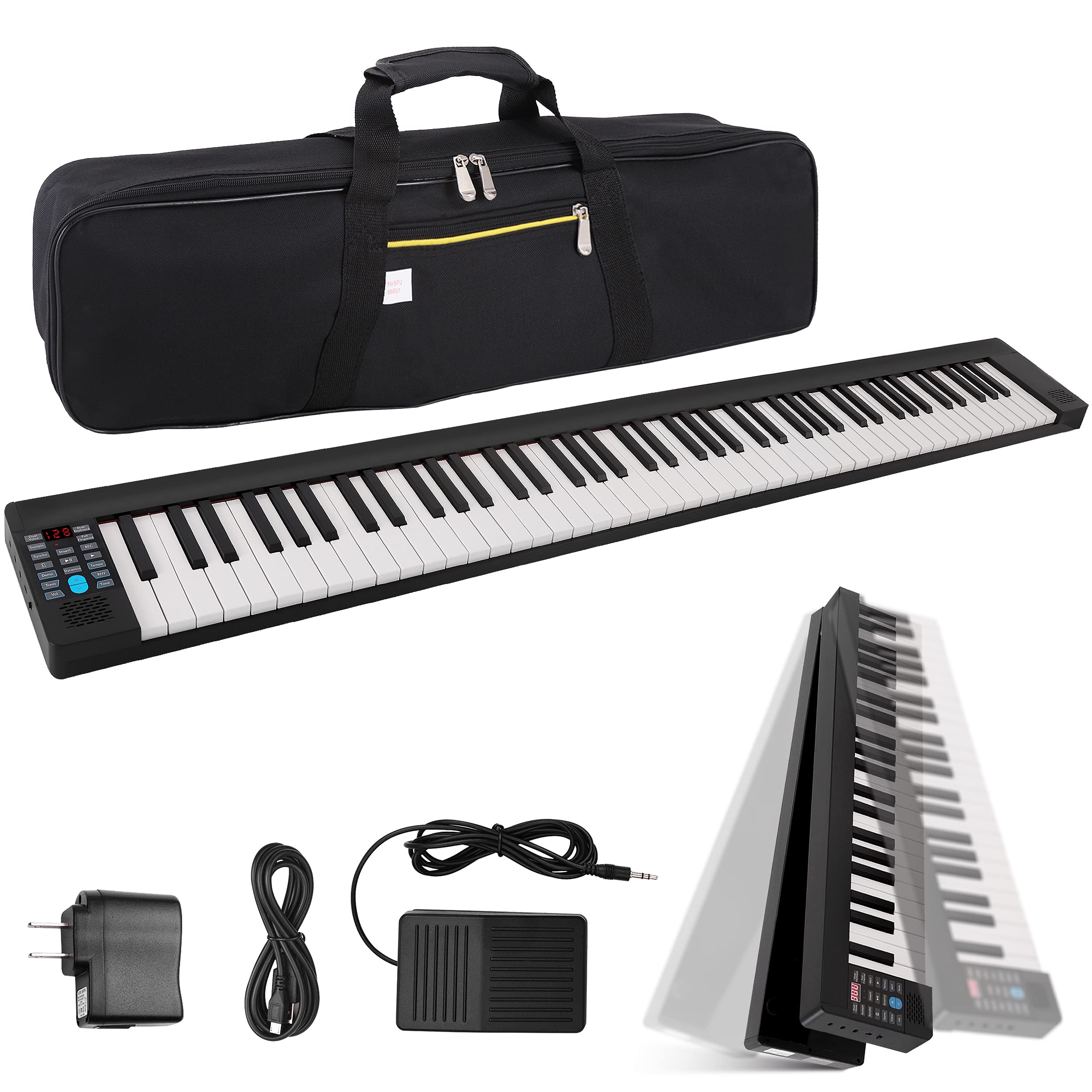 Electric Keyboard Piano 88 Keys - Portable Foldable Digital Piano Keyboard With Bluetooth & Heavy Duty Folding Keyboard Stand - Sturdy Reinforced Z Design w/Adjustable Width & Height