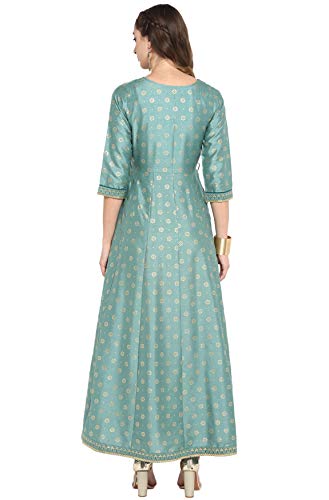 Janasya Indian Women's Light Green Poly Silk Ethnic Dress(J0005-DR-XXXL)