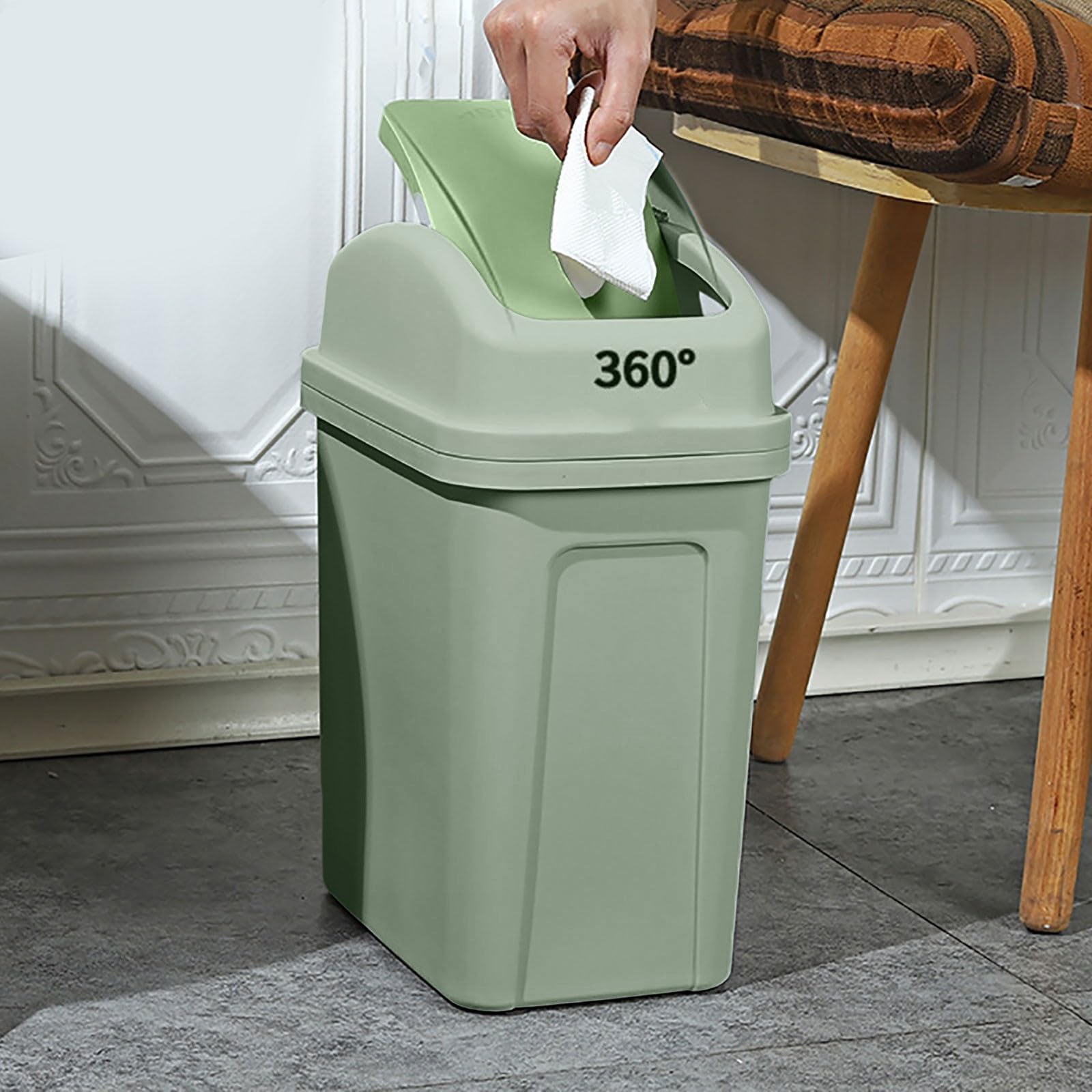 Generic 3 Gallon Kitchen Trash Can, Upgraded Plastic Swing Top Plastic Trash Can,Turn 360 Degrees Spring Loaded Lid Garbage Bin for Kitchen,Home, Bedroom, Bathroom,Office (Green)