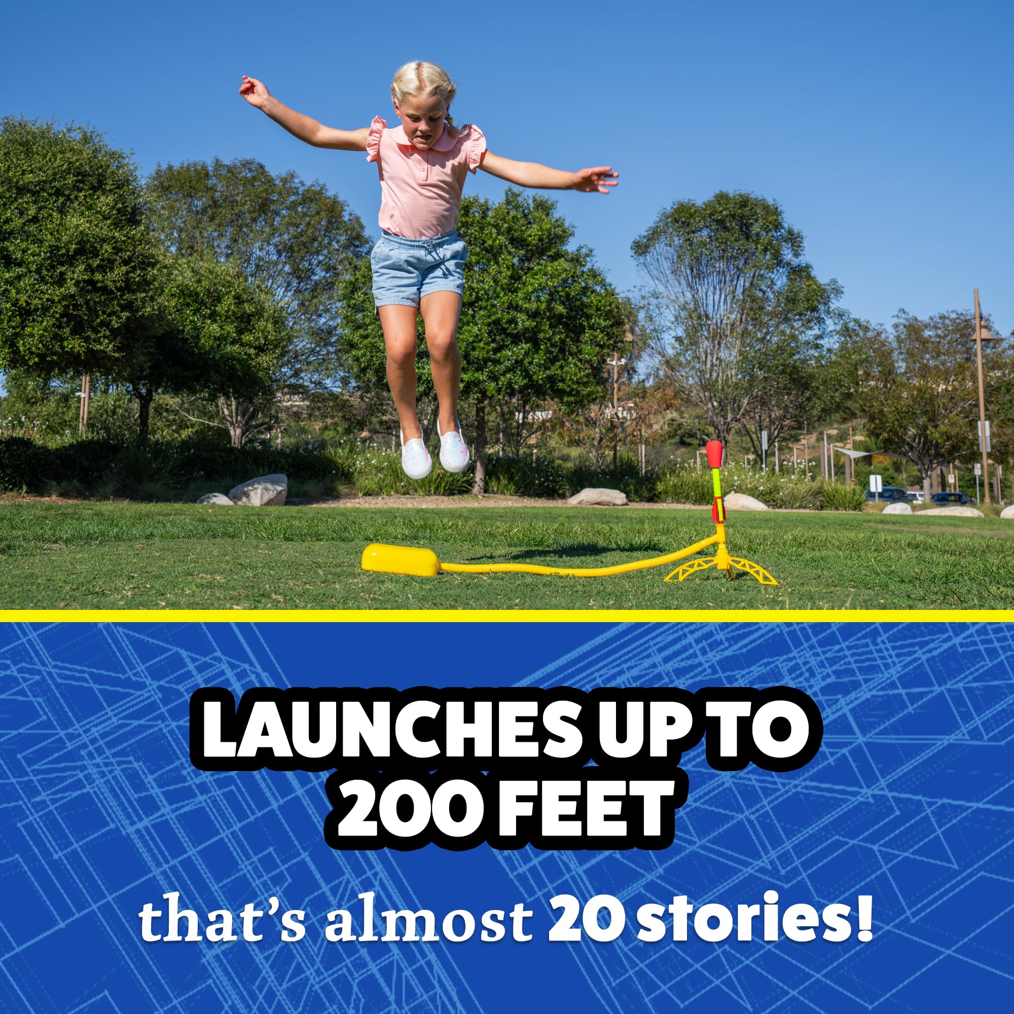 Stomp Rocket Ultra Rocket Launcher for Kids, 4 Rockets - Fun Backyard & Outdoor Kids Toys Gifts for Boys & Girls - High Flying Toy Foam Blaster Set - Multi-Player Adjustable Launch Stand
