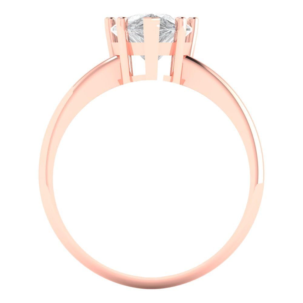 Clara Pucci 2.50 ct Pear Cut Solitaire Stunning Lab Created White Sapphire Bridal Designer Anniversary Engagement Ring 14k Rose Gold 7