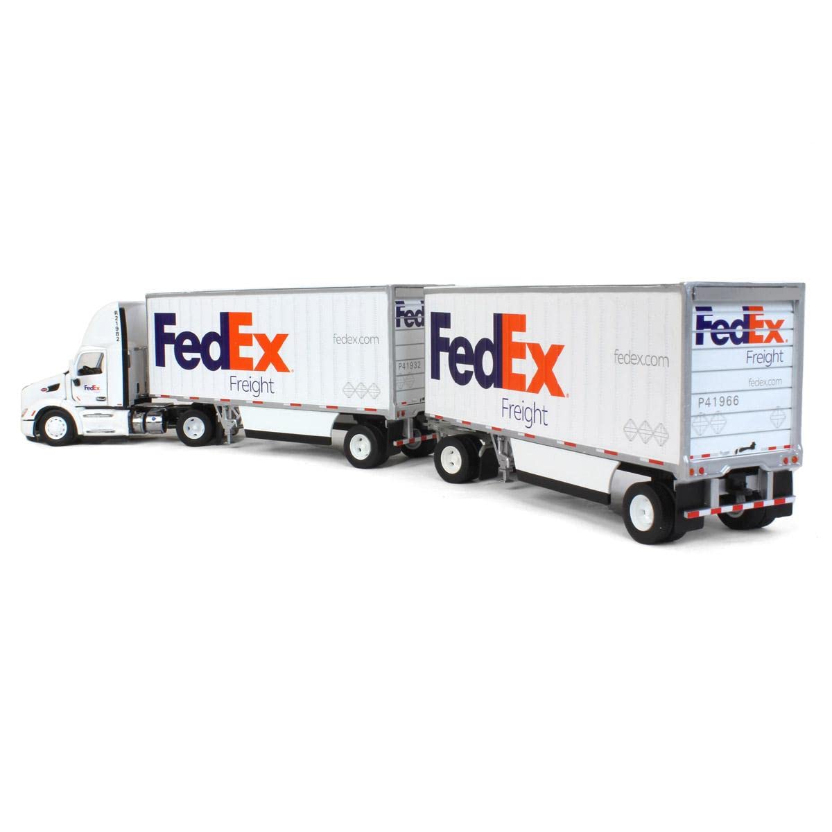 Diecast Masters 1/50 Limited Edition FedEx Peterbilt 579 Single Axle Day Cab w/ 2 Wabash 28β Pup Trailers 65190