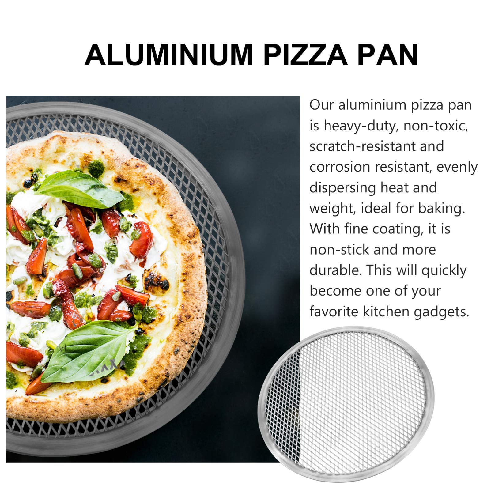 DOITOOL Pizza Screen 16 Inch- Non- stick Aluminium Alloy Pizza Pan for Oven- Food Grade Seamless Round Pizza Mesh Pizza Tray Baking Screen for Home Kitchen Restaurant ( Silver )