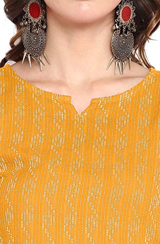 Janasya Indian Women's Yellow Pure Cotton Kurta(JNE3568-KR-A-XXL)