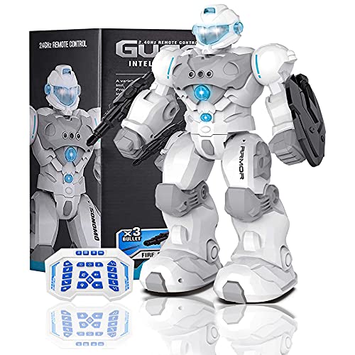 Masefu Dance RC Robot Toy, Larger Remote Control Robot for Kid Programmable Gesture Sensing Fighting Robot, USB Charging Tech Sing Walk Shoot Robot with Light Music, Gift for Boys Girls 4+ Years