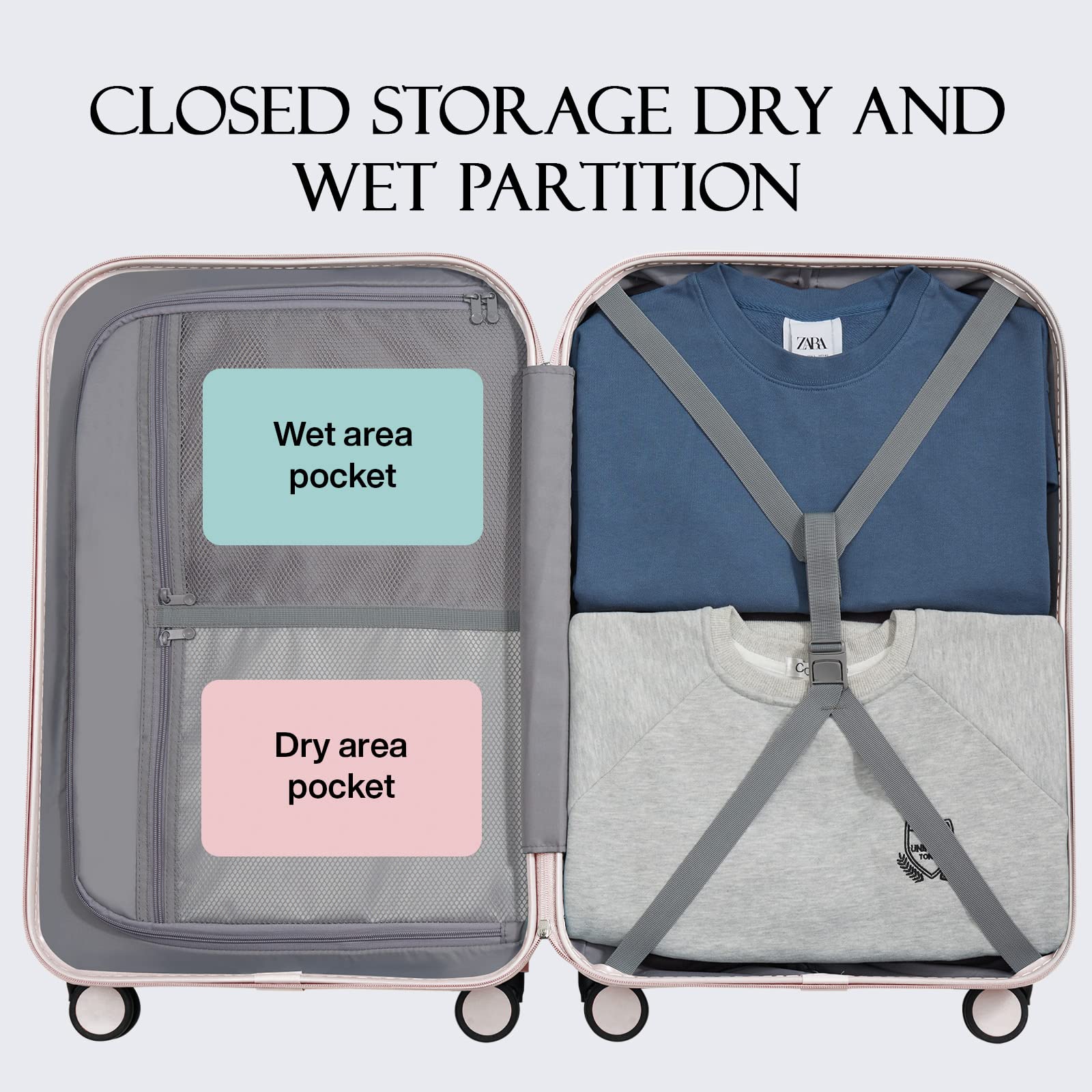 Carry on Luggage, Mixi Suitcase Spinner Wheels Luggage Hardshell Lightweight Rolling Suitcases PC with Cover & TSA Lock for Business Travel