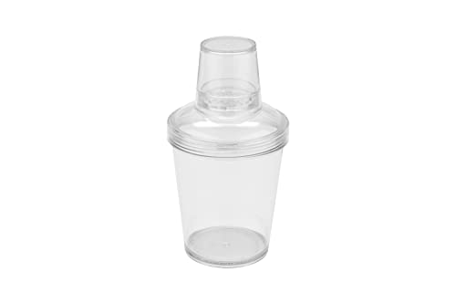 G.E.T. SH-176-1-CL-EC Heavy-Duty Shatterproof 3- Piece Plastic Cocktail / Martini Shaker, 20 Ounce, Clear (set of 4)