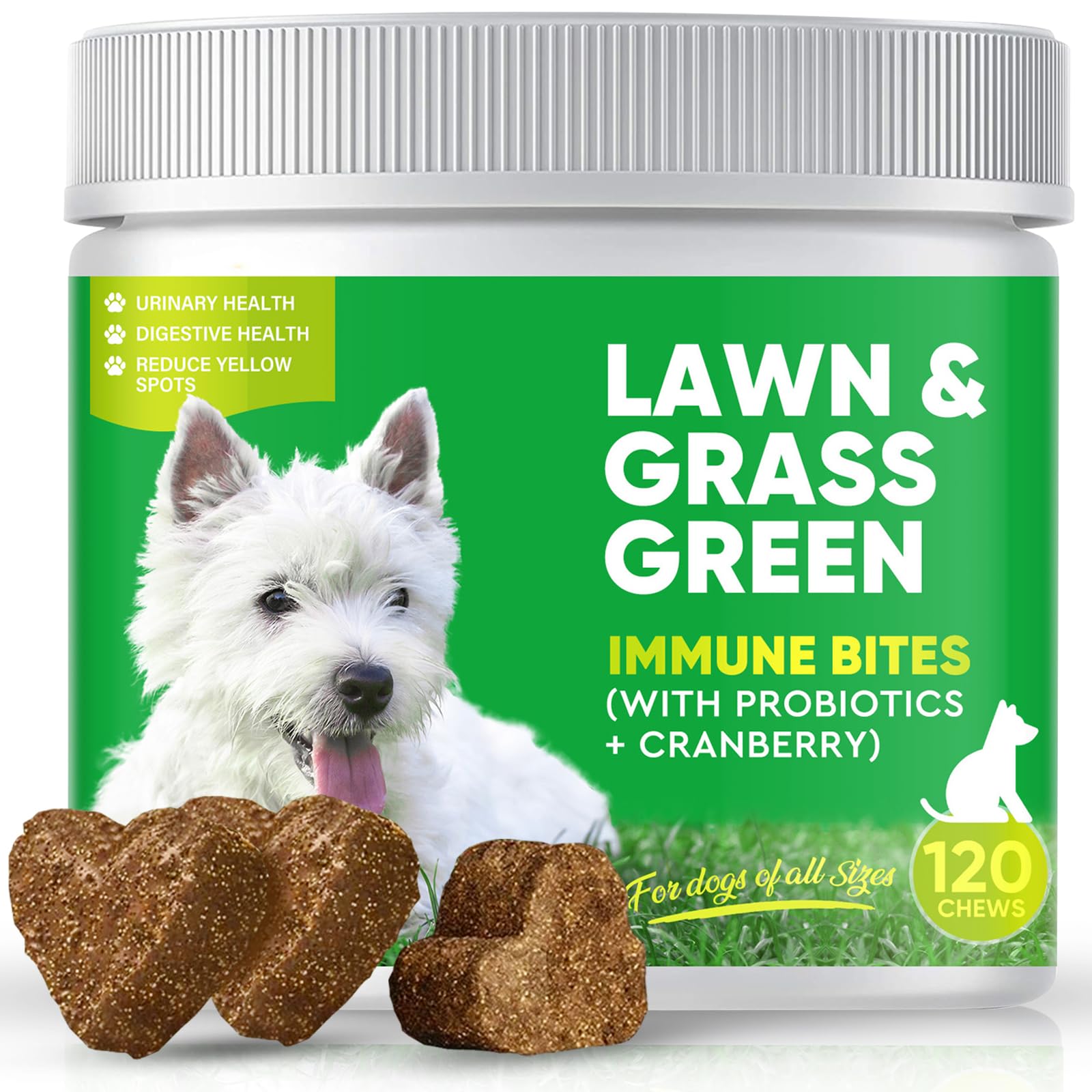 FILBA Dog Urine Neutralizer for Lawn, Grass Burn Spot Supplement Soft Chews for Dog Urine, Support Bladder, Kidney&Urinary Tract, Reduce Grass Burn/Pee/Yellow Spots, 120 Chews
