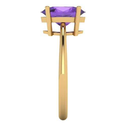 Clara Pucci 2.5ct Oval Cut Solitaire Natural Purple Amethyst Engagement Bridal Promise Anniversary Ring 18K Yellow Gold Size 3.75