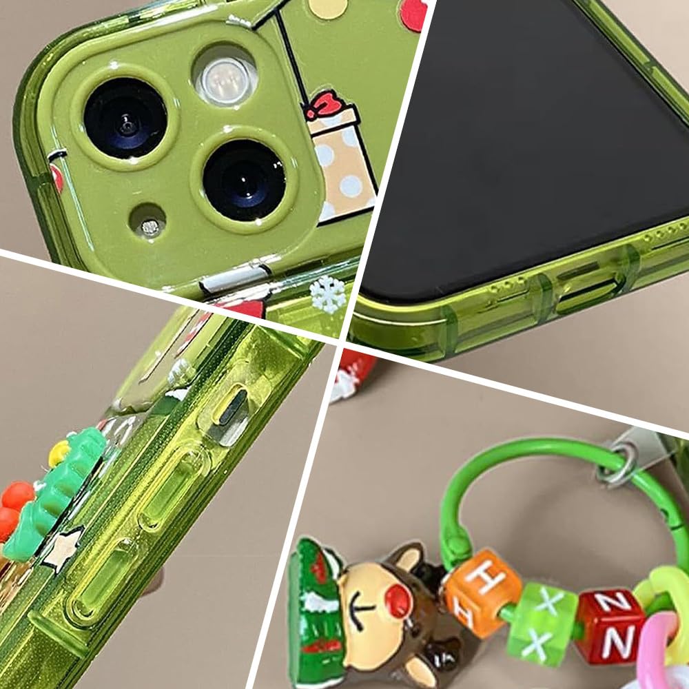 Christmas Tree Pendant Flip Mirror Case Cover for iPhone, 2023 New Christmas Tree Phone Case with Pendant for iPhone 13/14/15 (Green, for iPhone 13 Pro Max)