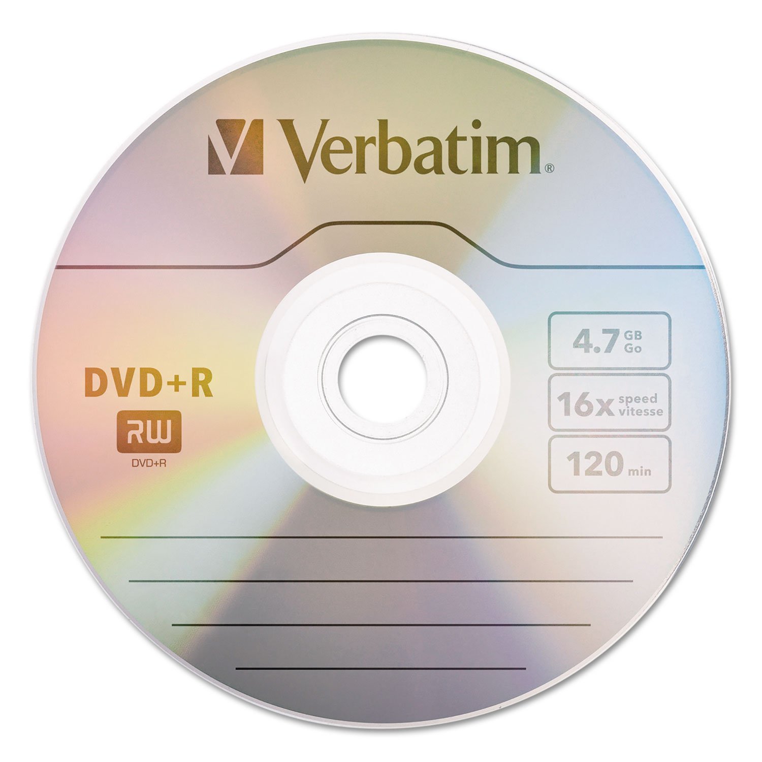 Verbatim DVD+R Blank Discs AZO Dye 4.7GB 16X Recordable Disc - 50 Discs Spindle,Silver