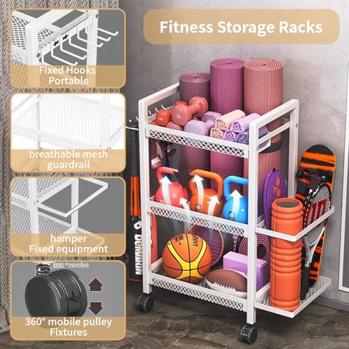 Home Gym Storage Rack, Metal, Dumbbell Rack, Workout Equipment Storage, Yoga Mat Stand, Organizer for Dumbbells, Weights, Kettlebell MK97