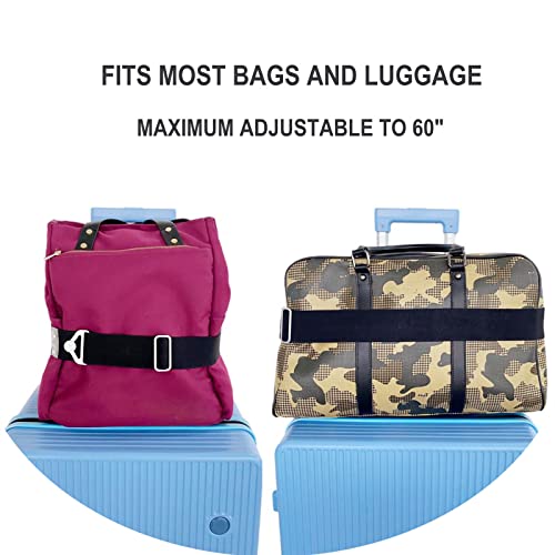 JOONMING Travel Belt for Luggage Over Handle for Carry on Bag, 2-in-1 Adjustable Elastic Luggage Straps for Suitcases Add a Bag for Airport, Trip, Boarding