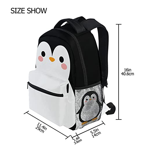 Kcldeci Penguin Laptop Backpack Student Backpacks School Bag Bookbag Travel Daypack Shoulder Bag Fits 14inch Laptop