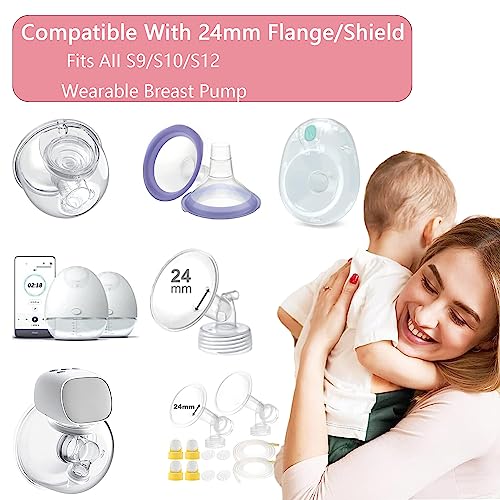 Silicone Flange Insert 13/15/17/19/21mm, Compatible with Medela, Willow, Momcozy S9/S10/S12 Wearable Hand Free Breast Pump Flange Insert, Reduce 24mm Shield/Flange Nipple Tunnel Down to Correct Size