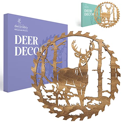 Wooden Deer Decor - 12in Hunting Decor for Men, Deer Wall Decor, Deer Wall Art, Wildlife Decor, Cabin Wall Decor, Hunting Wall Decor, Wildlife Wall Decor, Deer Art Wall Decor, Hunting Art Wall Decor