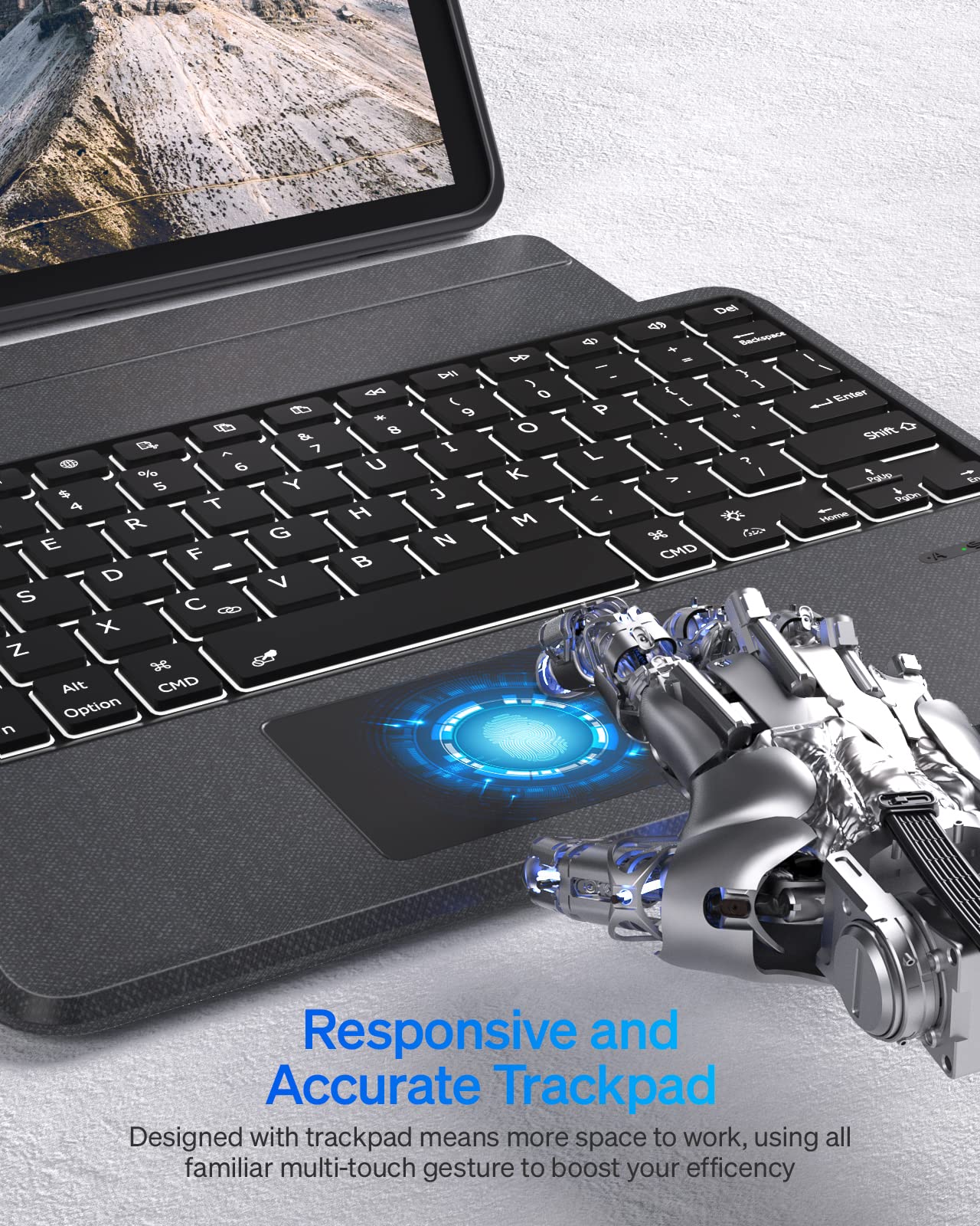 Doohoeek Keyboard Case Touch for New iPad 10.9 inch 10th Generation 2022, Detachable Keyboard with Any-Angle Kickstand & Leather Cover & Breathing 7-Color Backlit & Pencil Holder for iPad 10