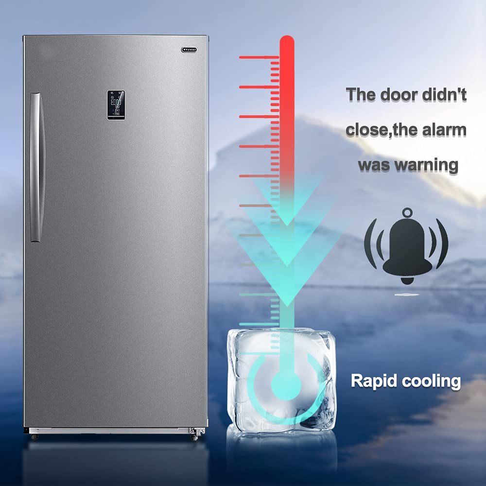 SMETA Upright Freezer Convertible Refrigerator|Freezers Garage Ready Standup Frost-Free Fridge Deep Freezer 18 Cuft Full Size with Tempered Glass Shelves SS