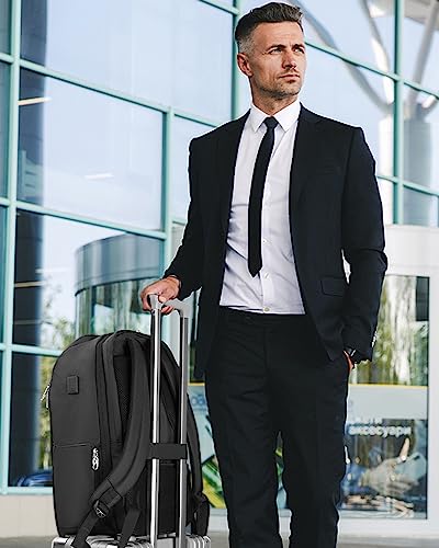 MATEIN Backpack for Travel, Waterproof Expandable Carry on Backpack for Men with USB Charging Port & Wet Bag, Extra Large TSA 17 Inch Laptop Backpack Business Work Computer Bag Flight Approved, Black