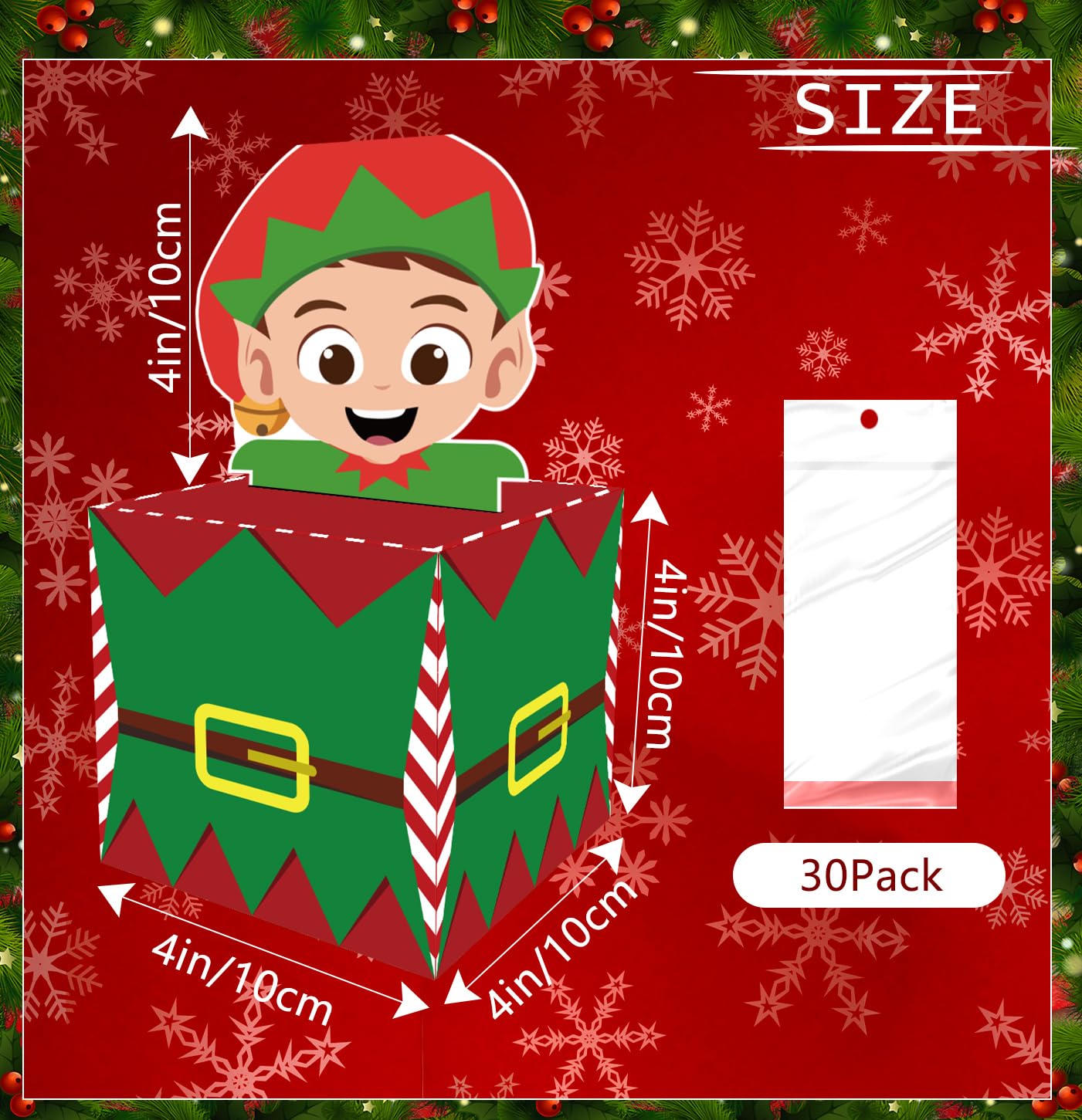 Christmas Money Gift Box for Cash Pull Elf Money Pull Out Gift Box with 30 Transparent Bags Ideas for Kids Women Men Money Roll Gift Box
