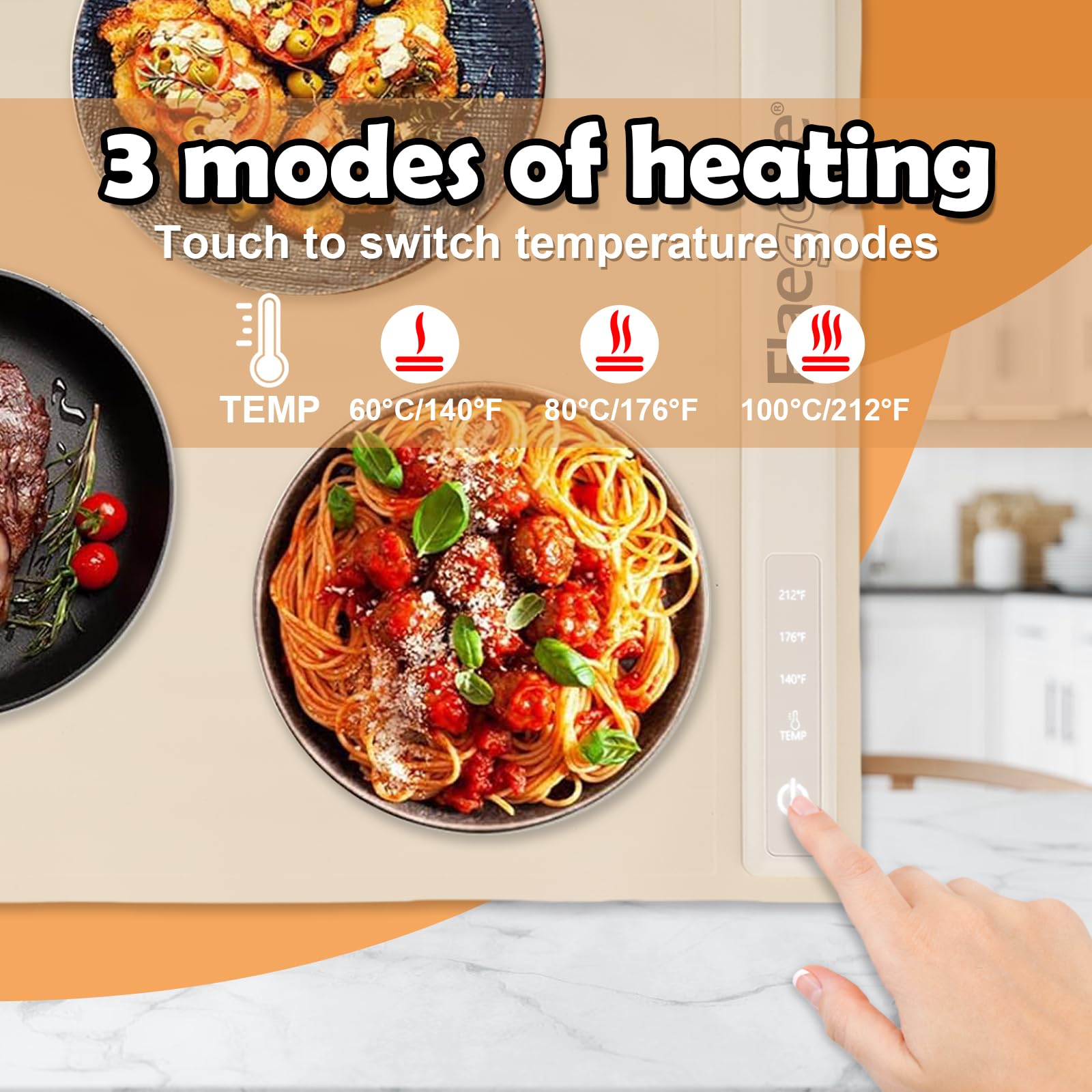 Flaegoye Food Warming Mat,Portable Electric Warming Tray with 3 Adjustable Temperature,Silicone Foldable Food Warmer for Buffet,Fast Heating Mat for Home Buffets,Restaurants and Parties