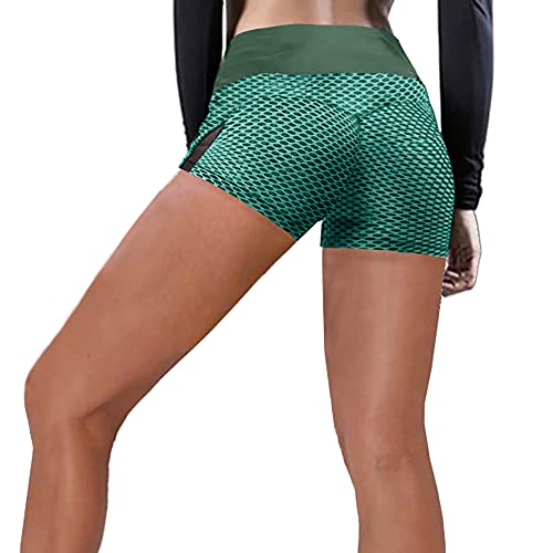 Cnkwei Womens TIK TOK Leggings Shorts Scrunch Side Mesh Butt Lifting Workout Active Shorts Green