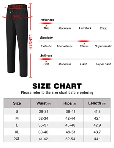 Rdruko Men's Casual Pants Lightweight Breathable Quick Dry Hiking Running Active Sports Trousers(Black, US L)
