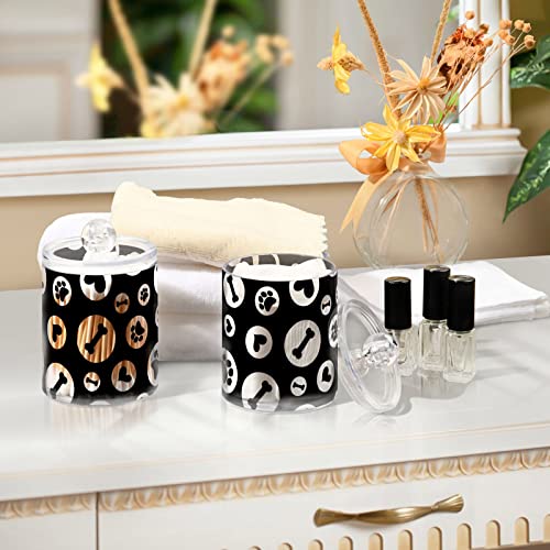 Love Paw Imprint Acrylic Jars 2/4 Pack of 12 oz, for Bathroom Canister Storage Organization, Vanity Makeup Organizer