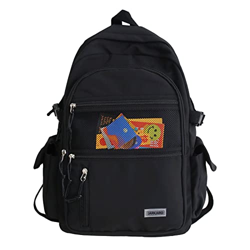 JARKJARD Kawaii Backpack Cute Aesthetic Backpack for School College Student Travel Bookbag for Girls Large Capacity Casual Daypack(Black)
