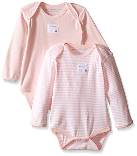 Burt's Bees Baby baby boys Bodysuits, 2-pack Organic Cotton Short & Long Sleeve One-pieces Bodysuit, Blossom/Stripe Long Sleeve, 6-9 Months US