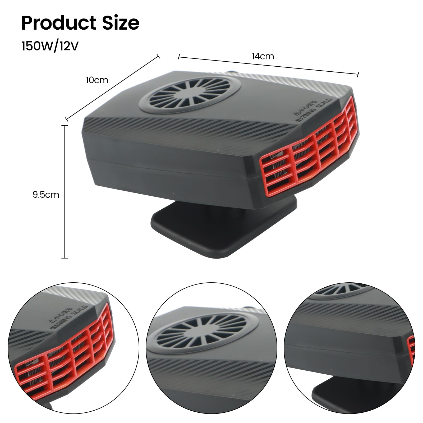 Car Heater Fan,12V 150W Portable Windshield Defogger and Defroster Fast Heating&Cooling Fans Car Heater That Plugs Into Cigarette Lighter 360 Degree Rotary Base