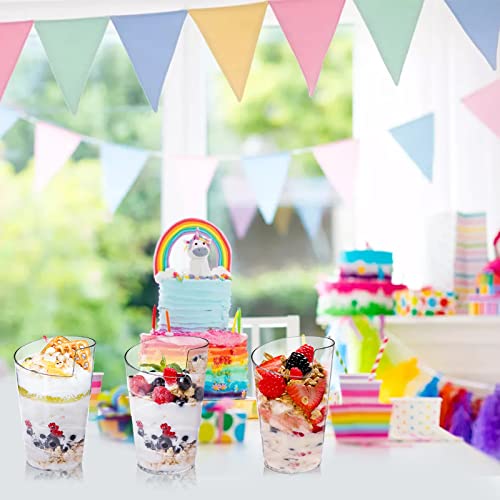 Fasmov 100 Pack 2 Oz Mini Dessert Cups with 100 Spoons, Clear Plastic Parfait Appetizer Cup for Tasting Party Desserts Appetizers