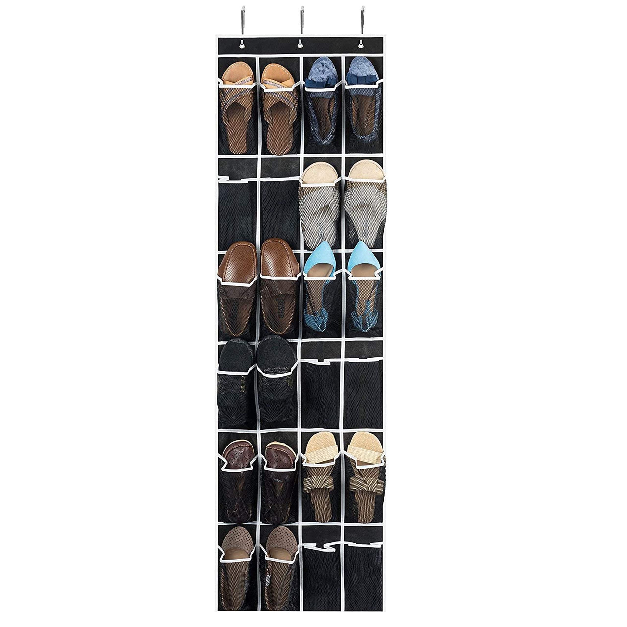 ZOBER Over The Door Shoe Organizer - 24 Breathable Pockets, Hanging Shoe Holder for Maximizing Shoe Storage, Accessories, Toiletries, Laundry Items. 64in x 18in
