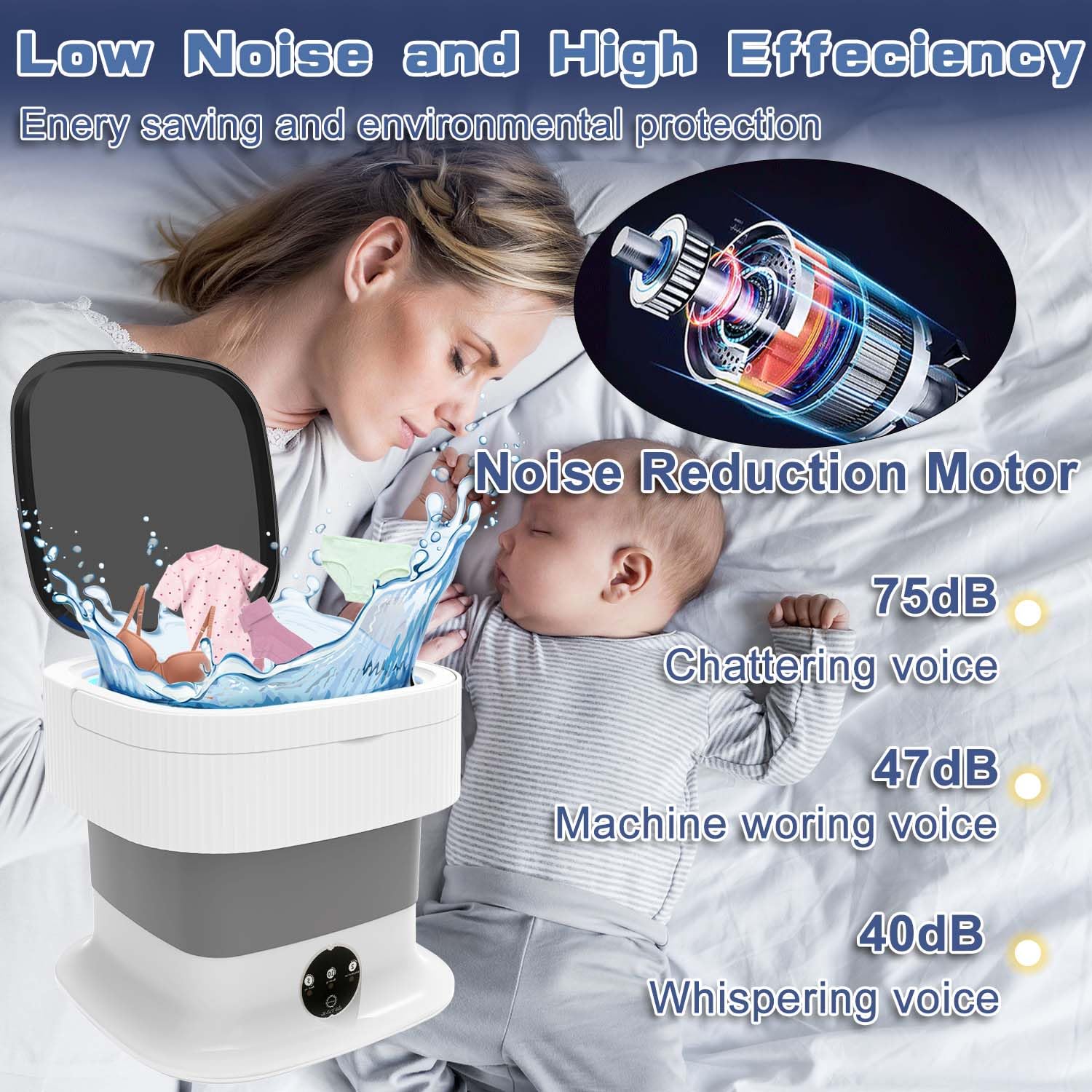 Foldable Washing Machine, 12L Portable Washer with 3 Modes, Collapsible Mini Washing Machine with Spin, Small Washer and Dryer Combo for Baby Clothes, Socks (Grey)