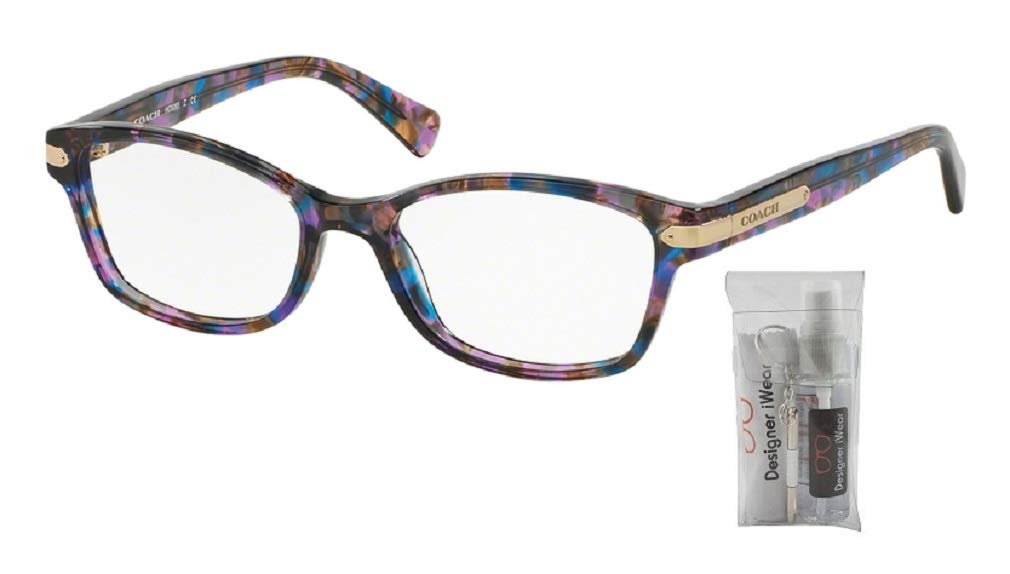 Coach HC6065 5288 51 MM Confetti Purple Rectangle Eyeglasses For Women+ BUNDLE with Designer iWear Eyewear Kit