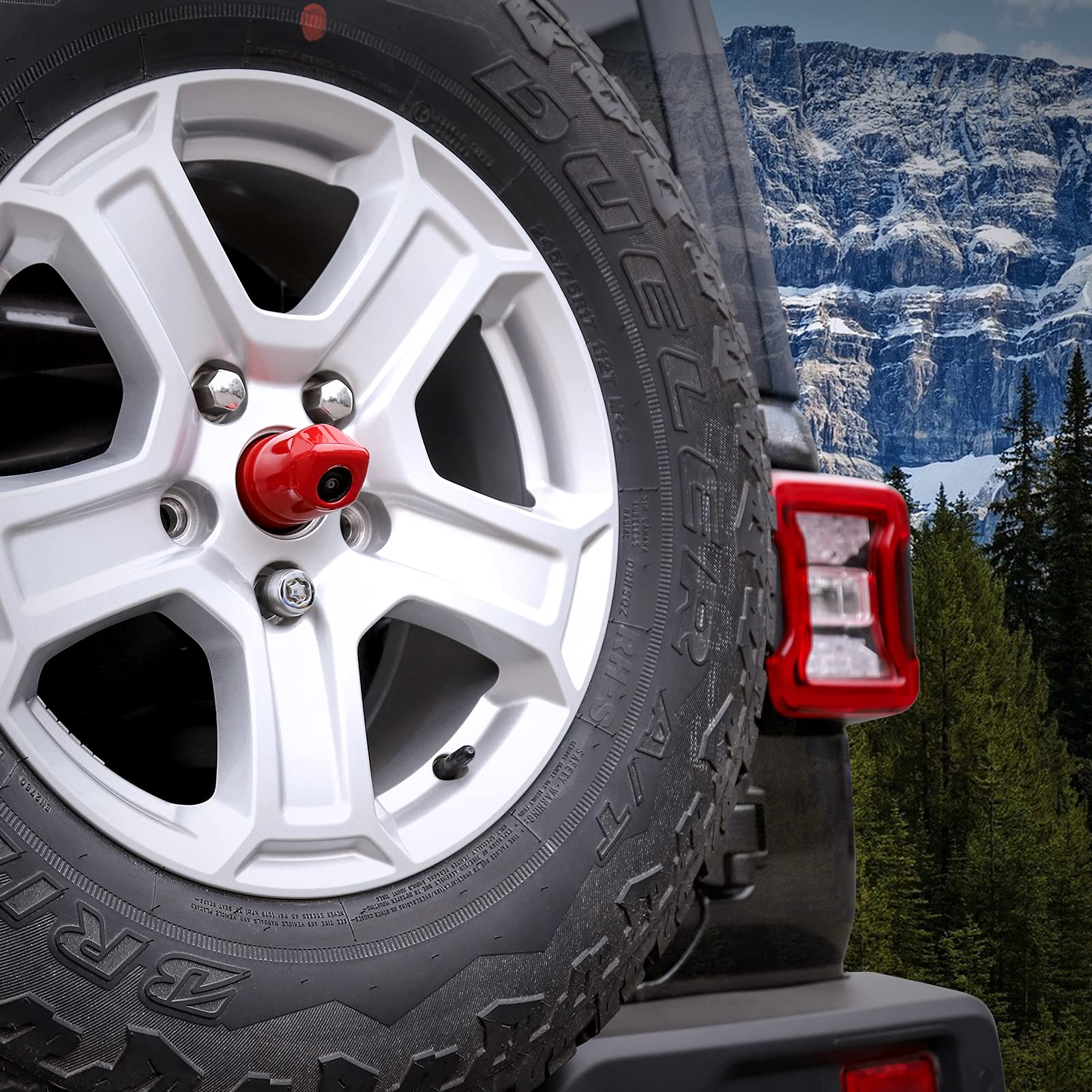 Car Rear Camera Decoration Cover Bezel Trim for Jeep Wrangler JL JLU 2018-2021 (Red)