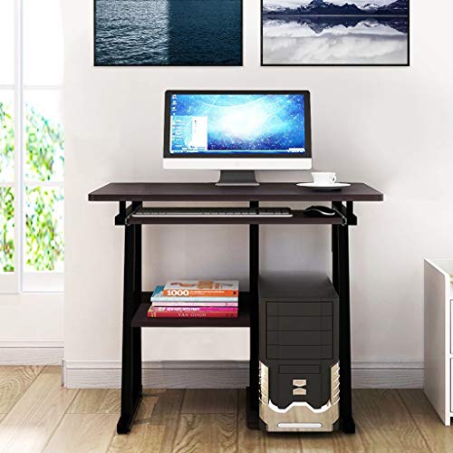 Clear Desk Home Office Home Office Wood Computer Desk with Keyboard Tray, Students Writing Table with Storage Drawers Hutch (Black, One Size)