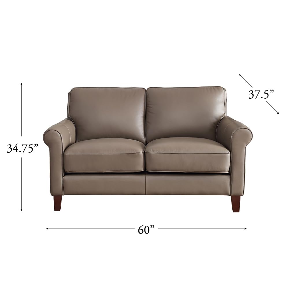 Hydeline Laguna Top Grain Leather Sectional, L-Shaped Convertible, Taupe, Feather Down, Memory Foam and Springs Seating