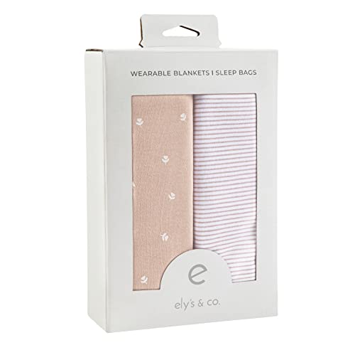 Ely's & Co. 100% Cotton Wearable Blanket Baby Sleep Bag 2 Pack (6-12 Months, Blush)