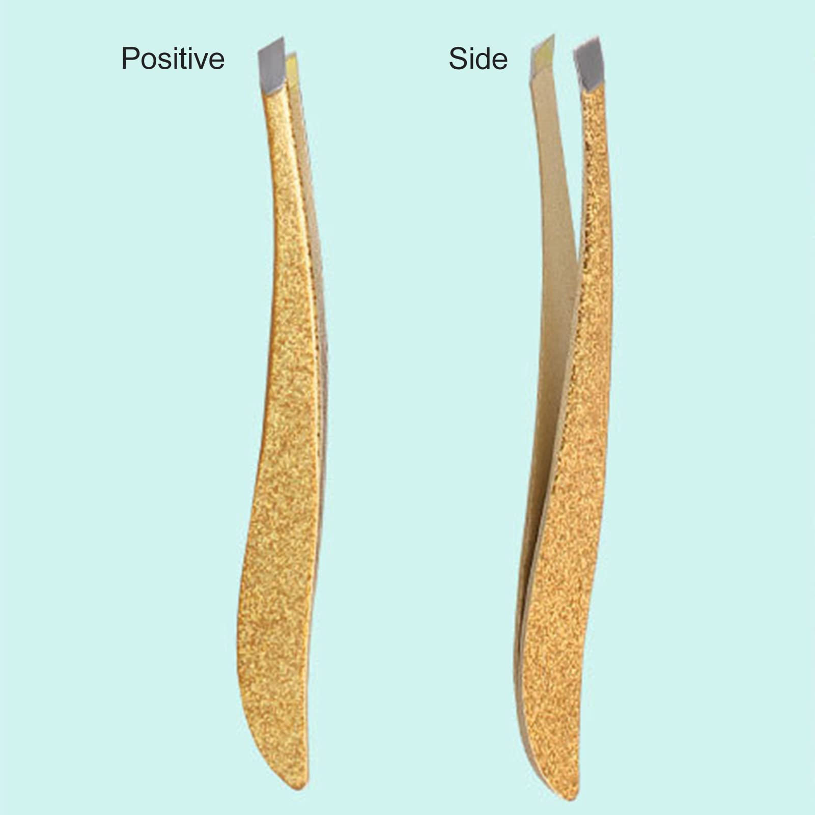 shlutesoy Eyelash Tweezer High Elasticity Rust-Proof Mini Colorful Professional Tweezer Eyebrow Face Clip for Salon Golden