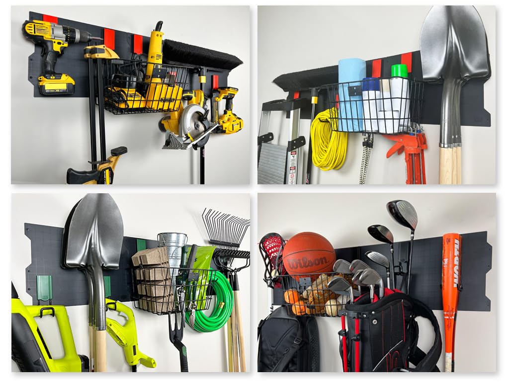 GATOR MAGNETICS Wall Panel Storage & Organization System 2 Pack– 16.75" x 12", Pair Metal Hooks, Galvanized Steel, Heavy-Duty Racks, Garage Organizers, Storage System, Tool Racks