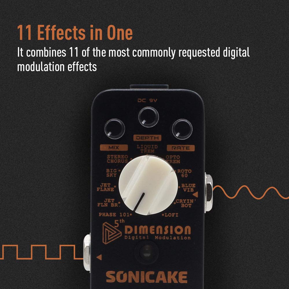 SONICAKE Modulation Pedal Modulation Guitar Pedal Phaser Flanger Chorus Tremolo Vibrato Autowah Guitar Effects Pedal 11 Modes