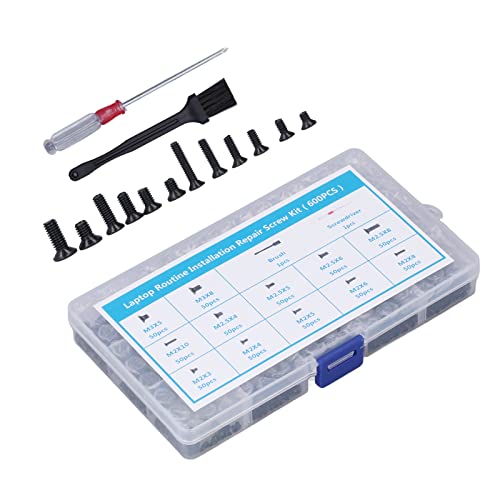Electronic Repair Screws Kit, Carbon Steel Various Sizes Flat Head Computer Screw for Electronics