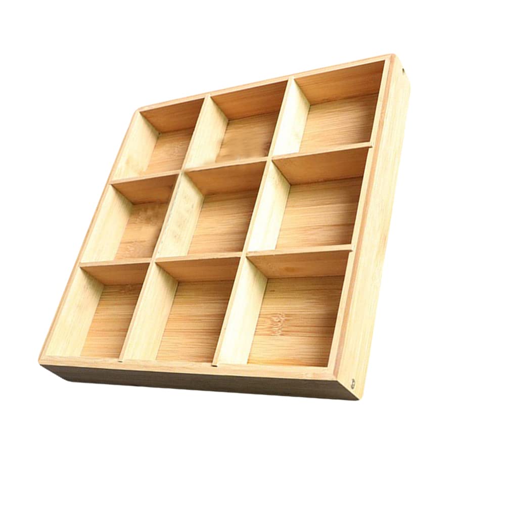 DOITOOL Wooden Dried Fruit Box Jiugongge Multifunction Snack Storage Container Sectional Tray Serving Dish Platter for Wedding Birthday Halloween Party Supplies